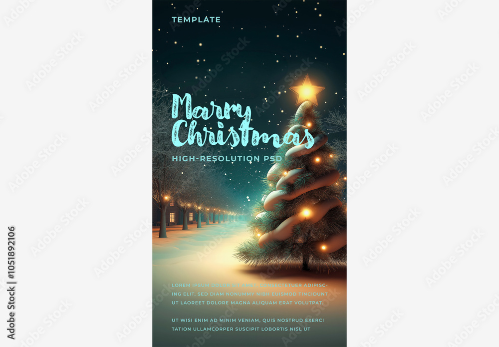 Holiday & Winter Templates: Creative Christmas Tree Design with Starry ...