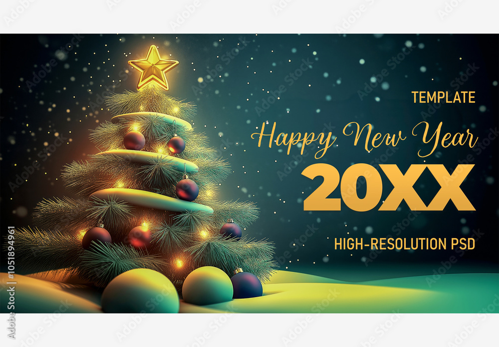 Create Stunning Holiday Templates: Christmas Tree with Star, Snowy ...