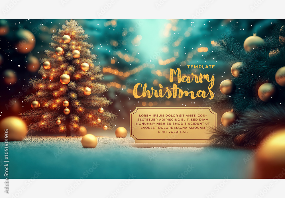 Holiday & Winter Templates: Christmas Trees with Merry Messages & Gold ...