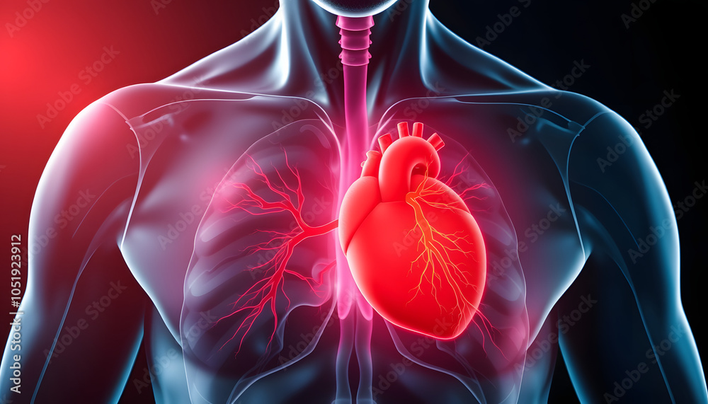 Chest pain and stressful panic attack medical issue concept as a symbol ...