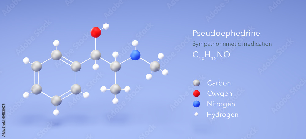 pseudoephedrine molecule, molecular structure, sympathomimetic ... pseudoephedrine molecule, molecular structure, sympathomimetic ...