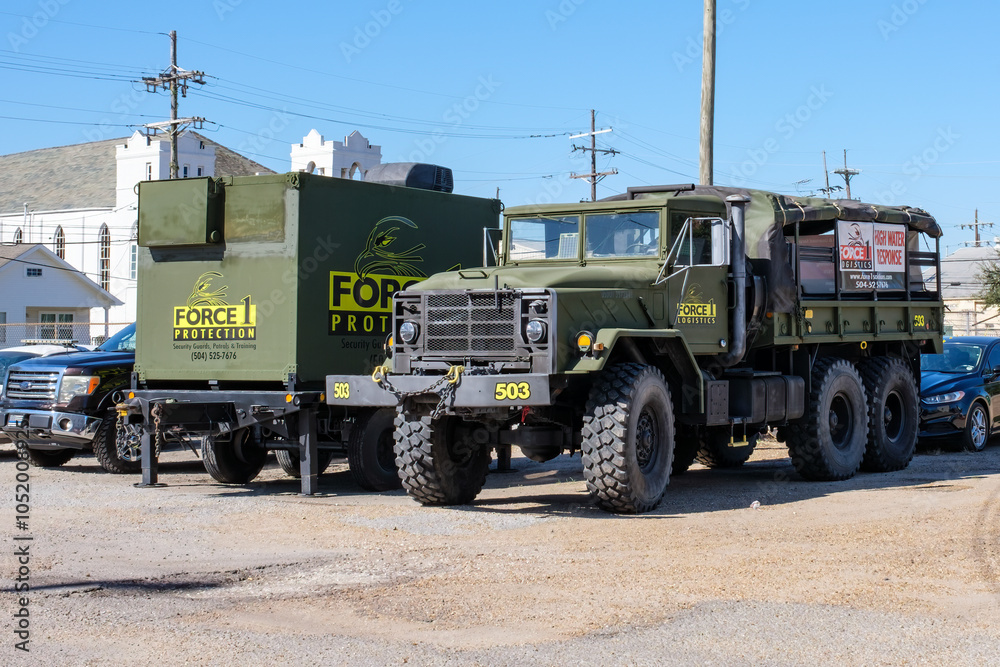 New Orleans, LA, USA - October 21, 2024: Force 1 Protection Vehicles in ...