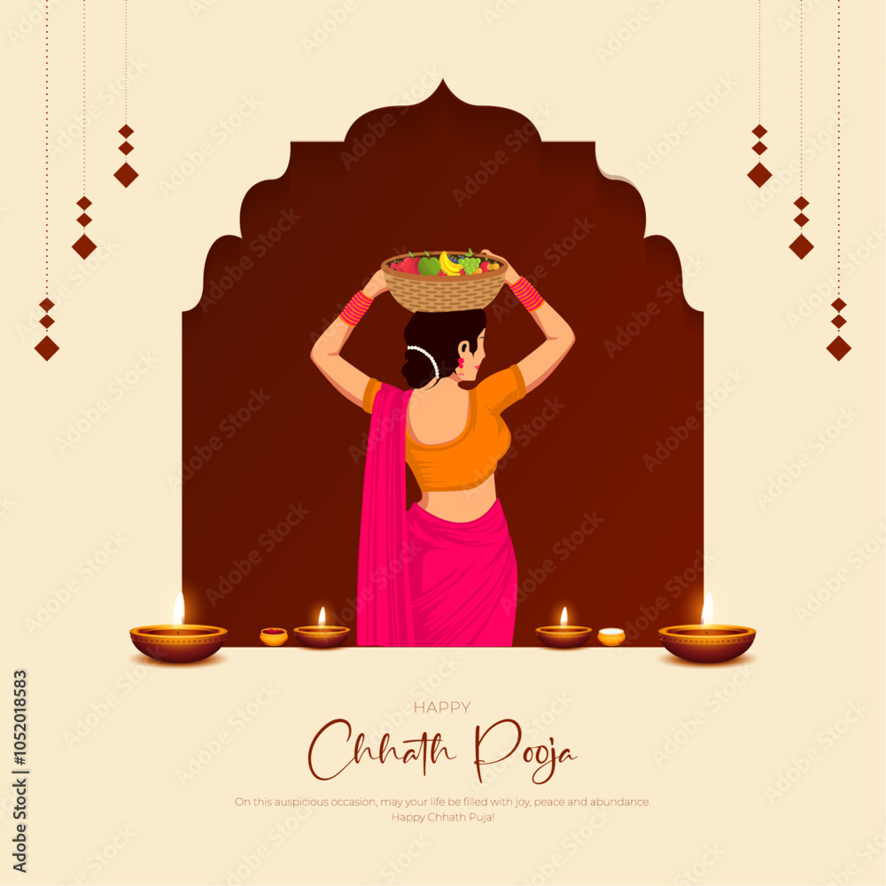 Happy Chhath Pooja Post and Greeting Card. Minimal and Modern indian ...