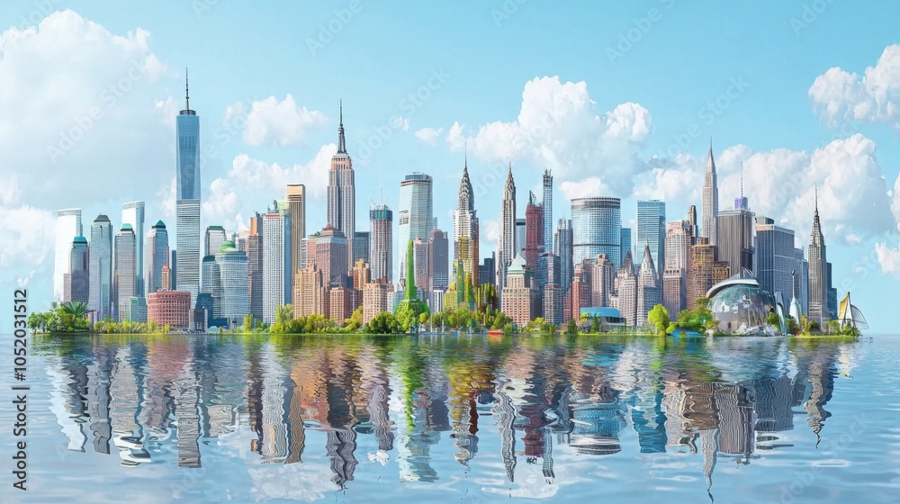 City skylines from different continents blending together into one ...