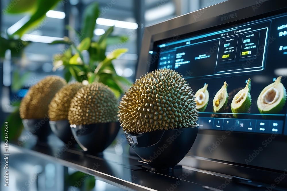 A high-tech vending machine in a cyberpunk city, dispensing slices of ...