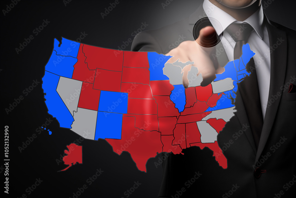 USA election map shows red states, blue states, voting results, and ...