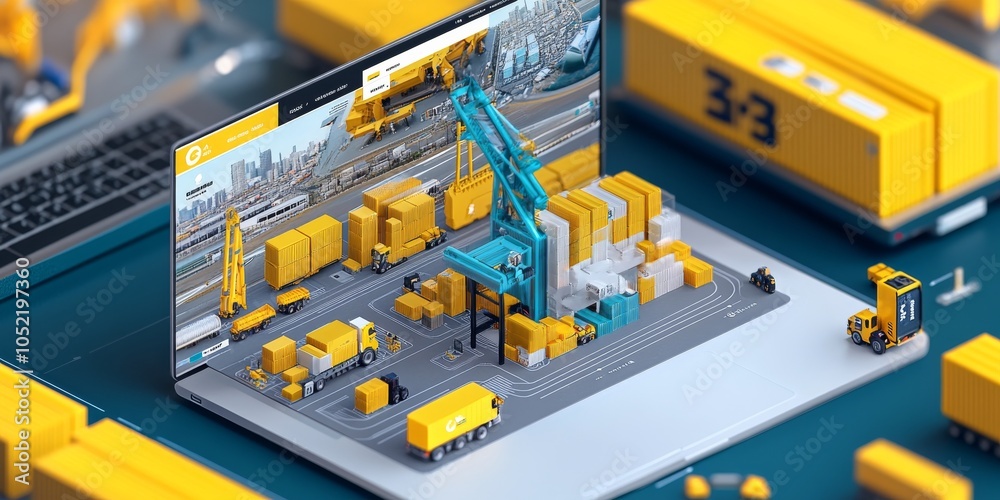 A visual design for a website about smart logistics, using 3D imagery ...