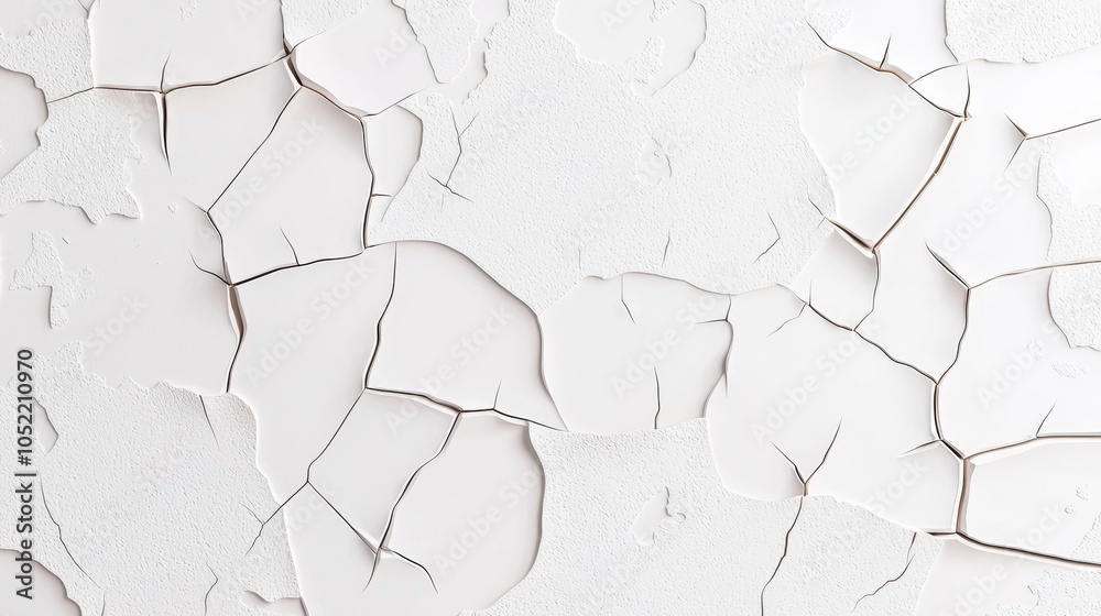 Cracked white texture background revealing layers of wear and tear in a ...