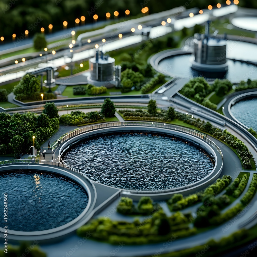 Futuristic Water Treatment Plant Recycling Wastewater into Clean ...