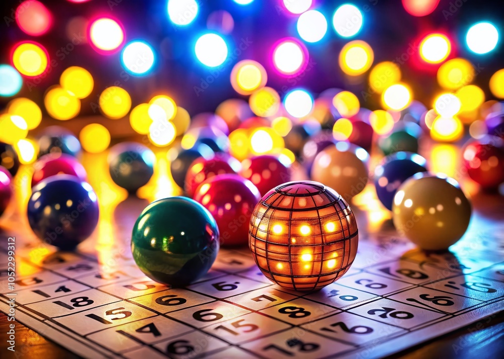 Bingo Extravaganza Close-Up: Night Photography of Colorful Bingo Balls ...