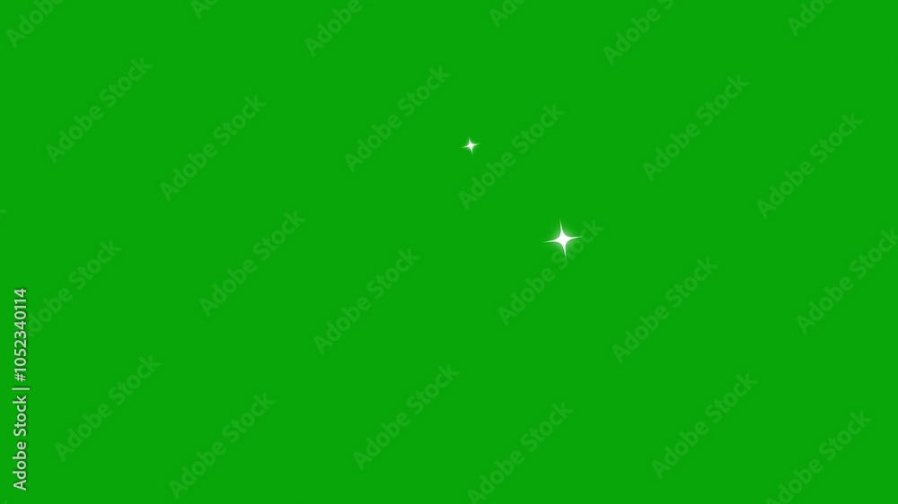 white star blinking, twinkling Star or blinking light effect on green ...