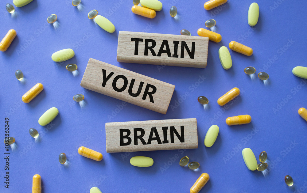 Train Your Brain symbol. Concept words Train Your Brain on wooden ...