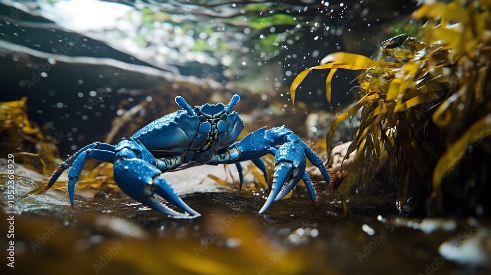 The Vibrant Life of a Blue Crab (Callinectes sapidus) in a Tidal Pool ...