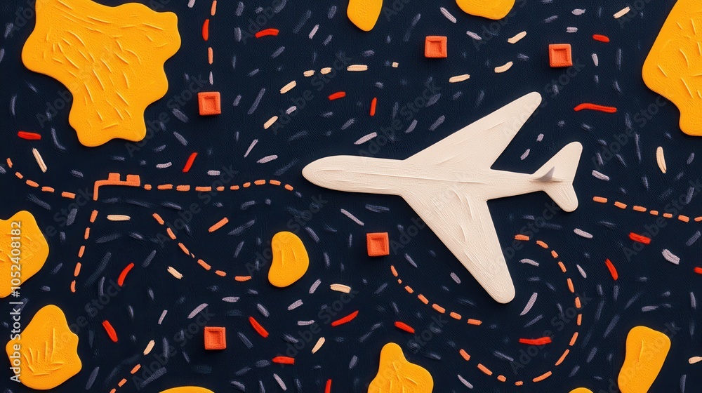 Cartoon Map with Airplane Icon for Travel Themes Stock Illustration ...