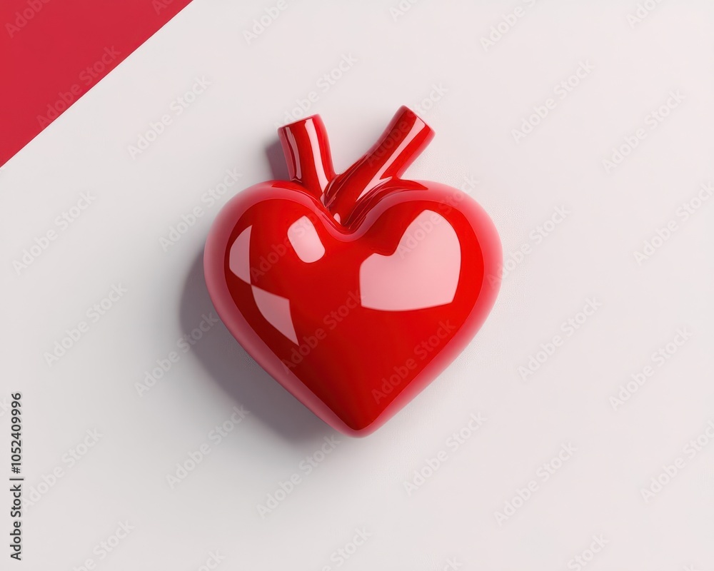 Anatomical heart with a red, blocked artery, coronary artery anatomy ...