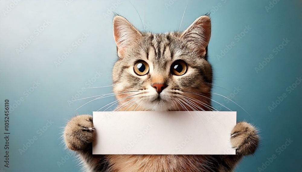 Cat Holding An Empty Board - generative ai, üretken yapay zeka Stock ...