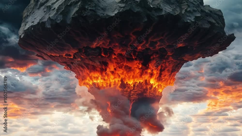 Vidéo Stock sky volcano burning landscape lava fire nature mountain ...