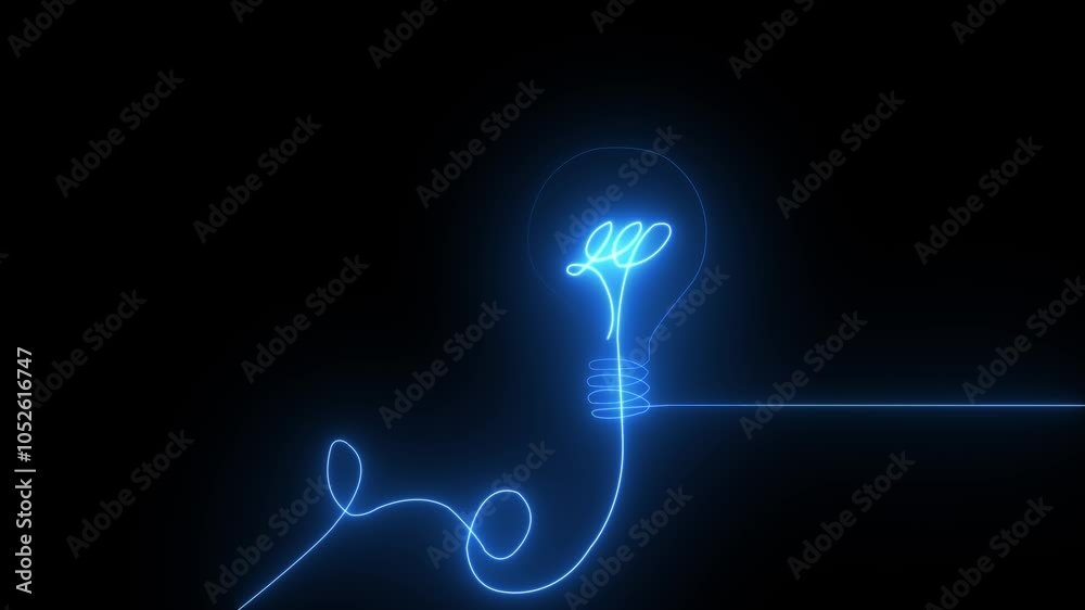 Energy and idea symbol electric light bulb black background animated ...