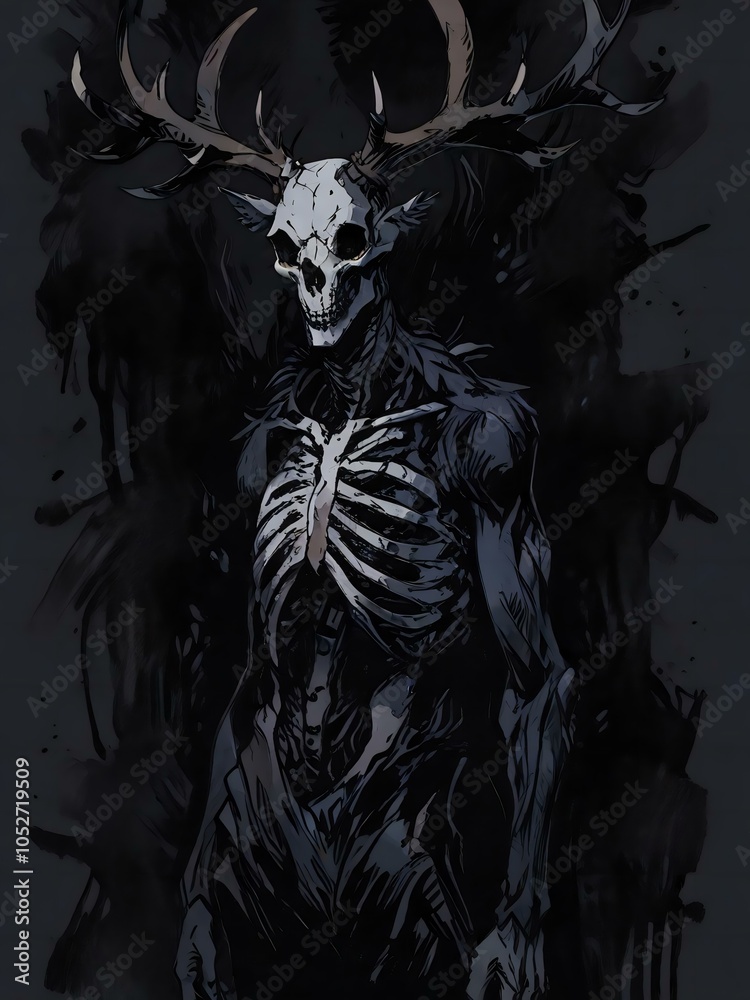 Wendigo Monster Anime Art – Dark and Detailed Illustration for Posters ...