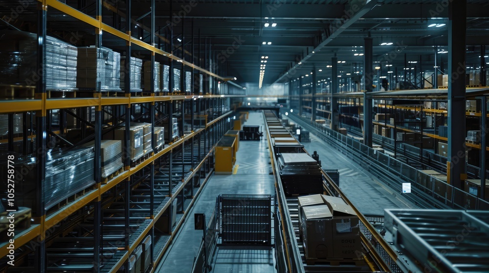 In a modern logistics center Advanced technology and software tools ...