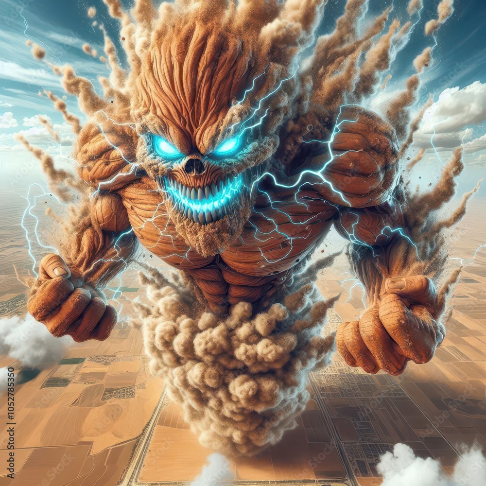 Ai generated illustration of a human flying monster in the form of a ...