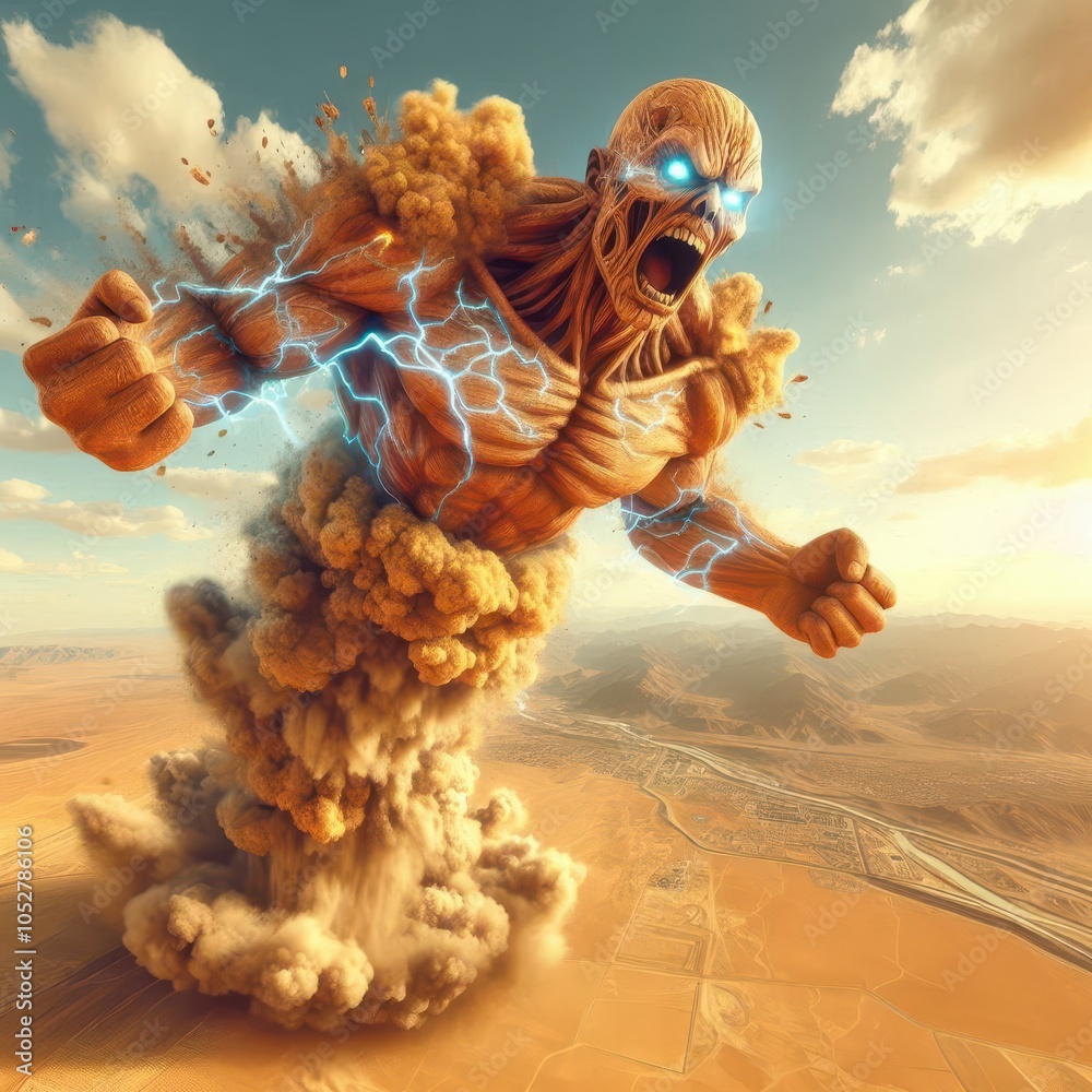 Ai generated illustration of a human flying monster in the form of a ...