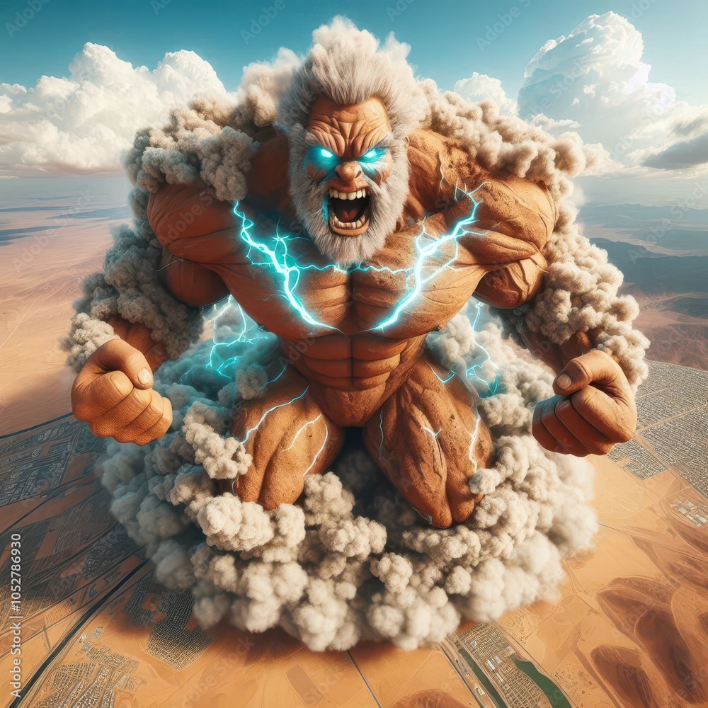 Ai generated illustration of a human flying monster in the form of a ...