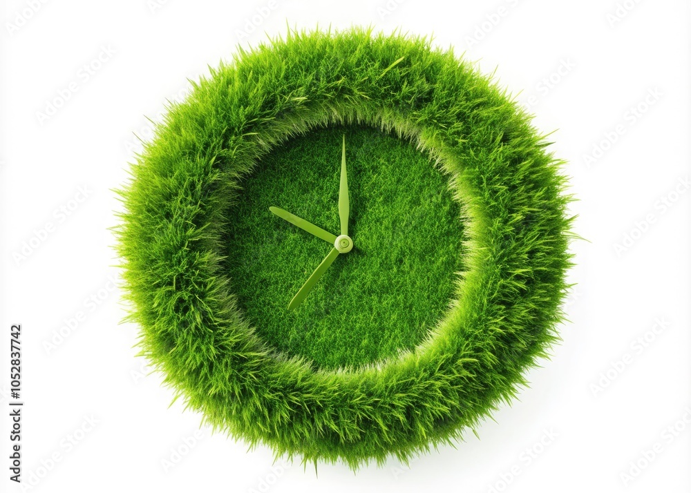 Green Grass Clock Icon Isolated on Transparent Background PNG - Nature ...