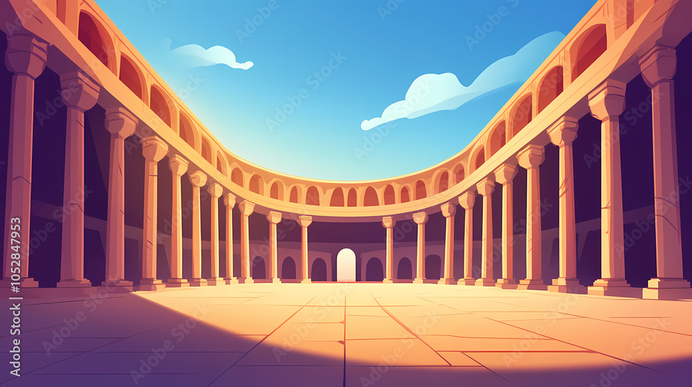 Ancient greek olympic stadium with columns and arches, evoking ancient ...