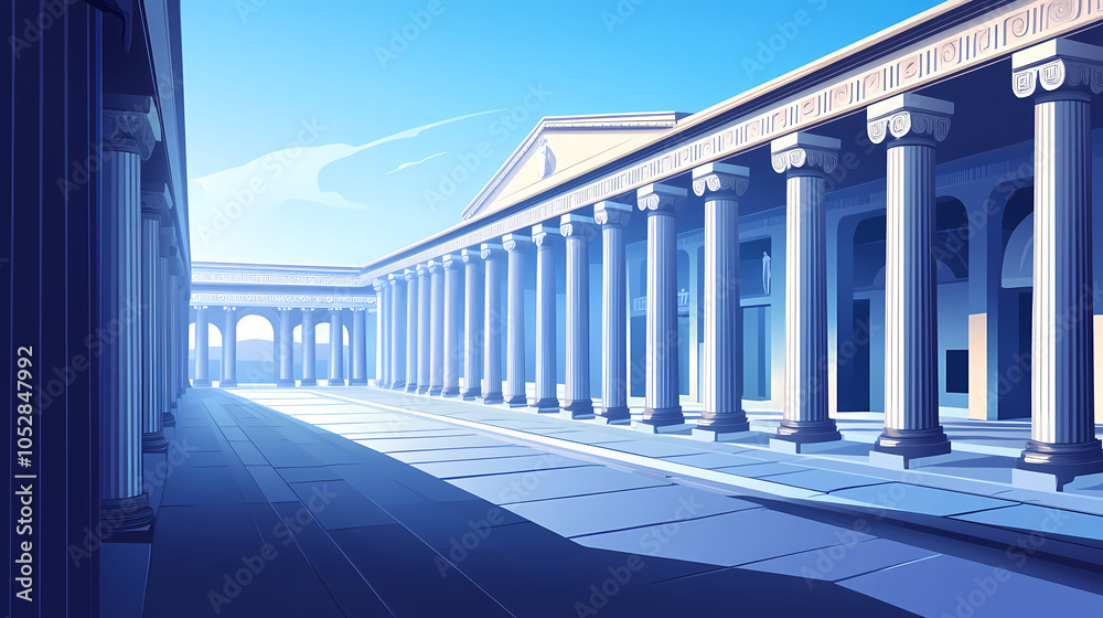 Ancient greek olympic stadium with columns and arches, evoking ancient ...