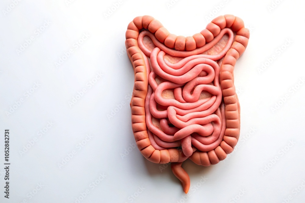Plasticine model of intestines, colon, and stomach with digestive tract ...