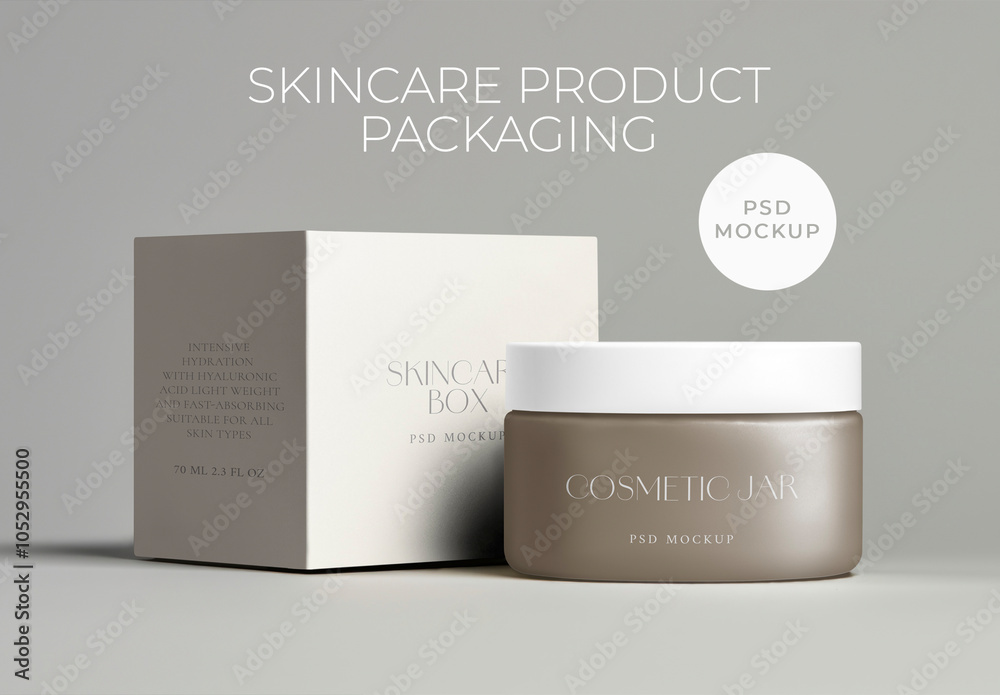 Skincare Product Packaging Cream Jar And Box Mockup With Generative AI ...