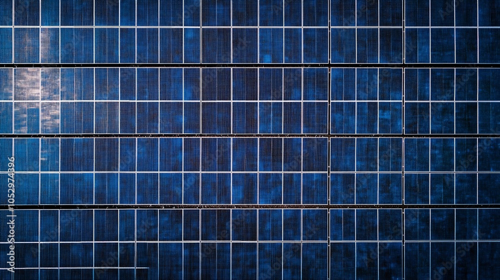 2410 104.A wide aerial shot of a solar power plant, showing hundreds of ...