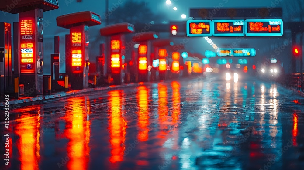 Futuristic holographic toll gate display with real time vehicle counts ...