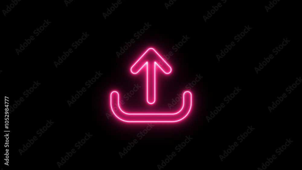 Modern Upload Icon Set: Neon Design with Cyan Outlines, Hexagon Shapes ...