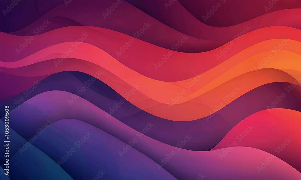 A flat vector background design with curved lines and a red to blue ...