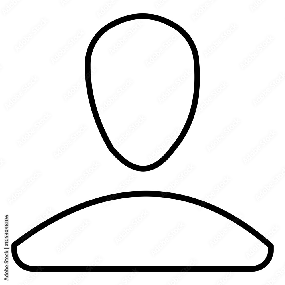 Simple outline icon of a user profile, featuring a head and shoulders ...