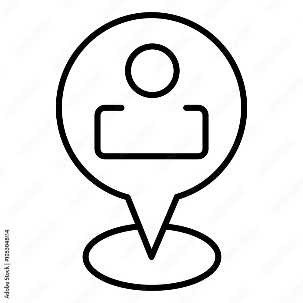Simple outline icon of a user profile, featuring a head and shoulders ...