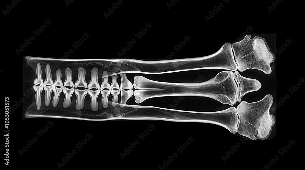 X ray image of human forearm showing radius and ulna bones ...