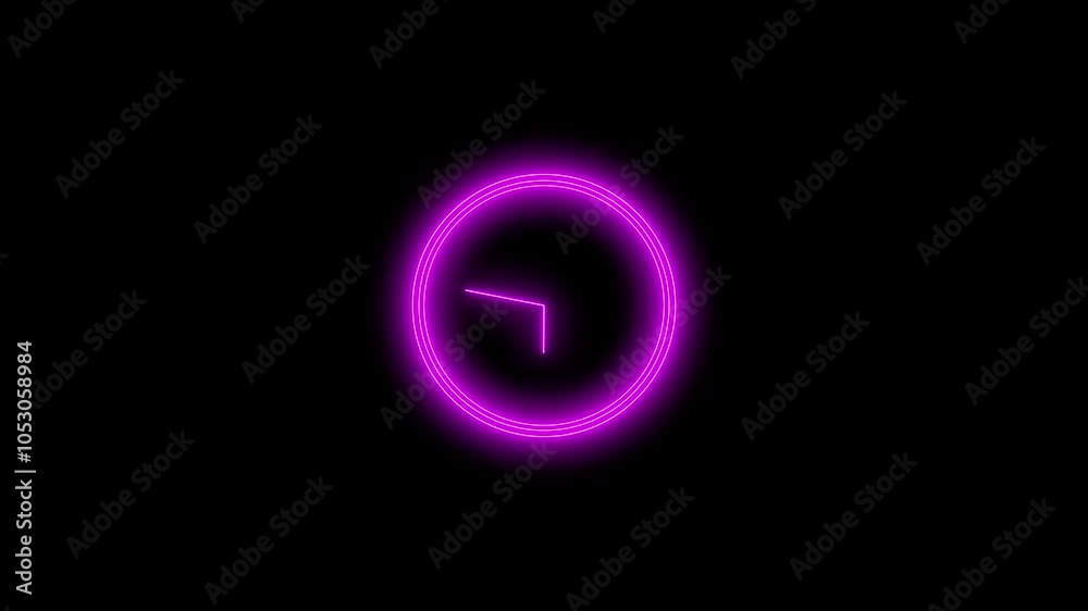 Clock icon neon glowing magenta color animation. Analog and digital ... Clock icon neon glowing magenta color animation. Analog and digital ...