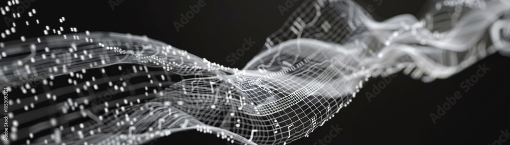 closeupA whimsical wireframe mesh illustration of a music box, filled ...