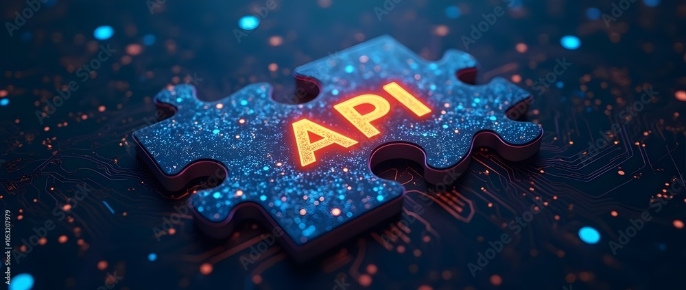 3d Digital representation of API integration concept with two ...