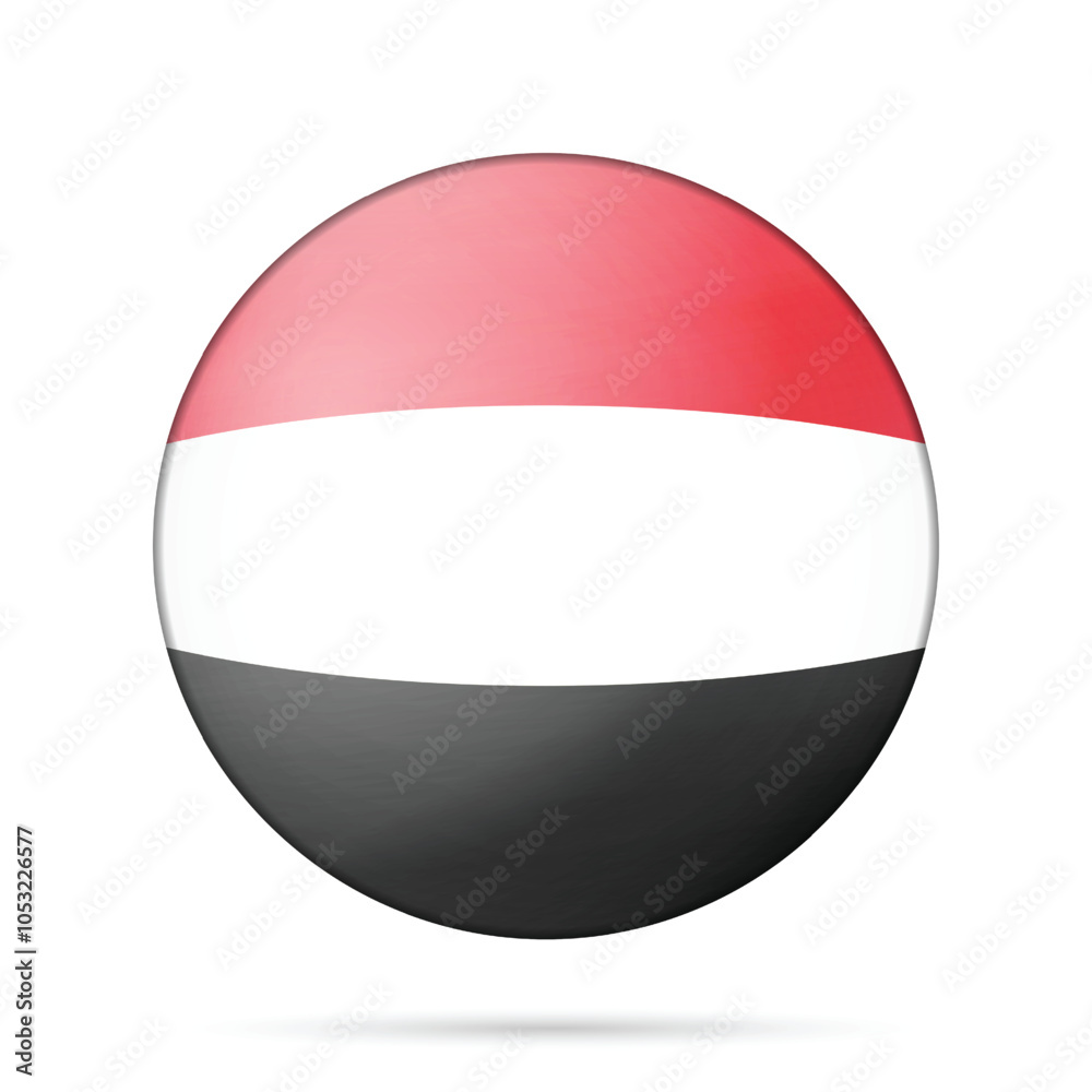 Glass light ball with flag of Yemen. Round sphere, template icon ...