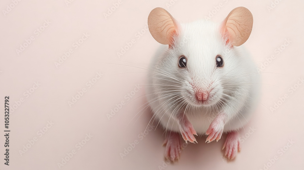 Curious White Mouse: A close-up portrait of a white mouse with big ...