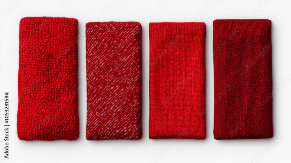 Red Fabric Swatches: Four Shades of Red. Texture and Color Variety foto ...