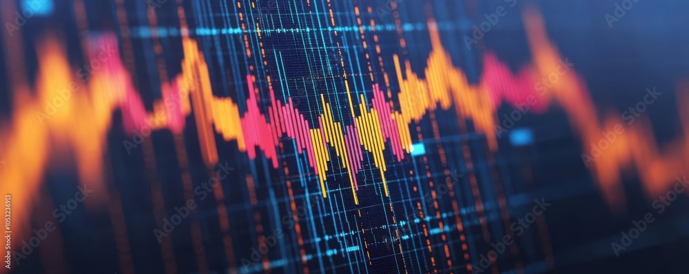 Financial charts fluctuating in gold tones, reflecting investment ...