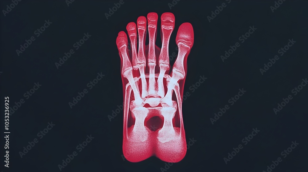 Close up X ray Image of Human Foot Showing Bunion Deformity with Red ...