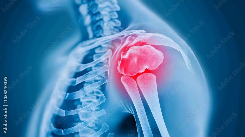 Close up X Ray Image of Injured Human Shoulder Joint Showing Torn ...