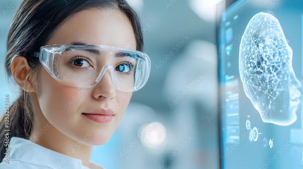 Cutting edge medical technology showcasing a female doctor interacting ...