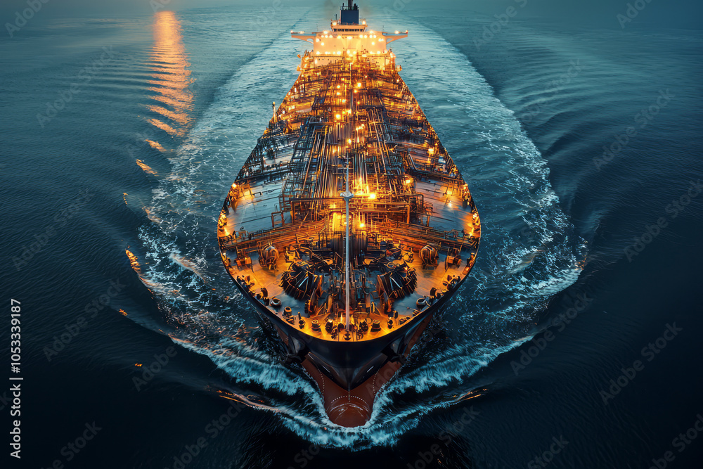 Exploring the intricate layout and operations of a tanker ship's open ...